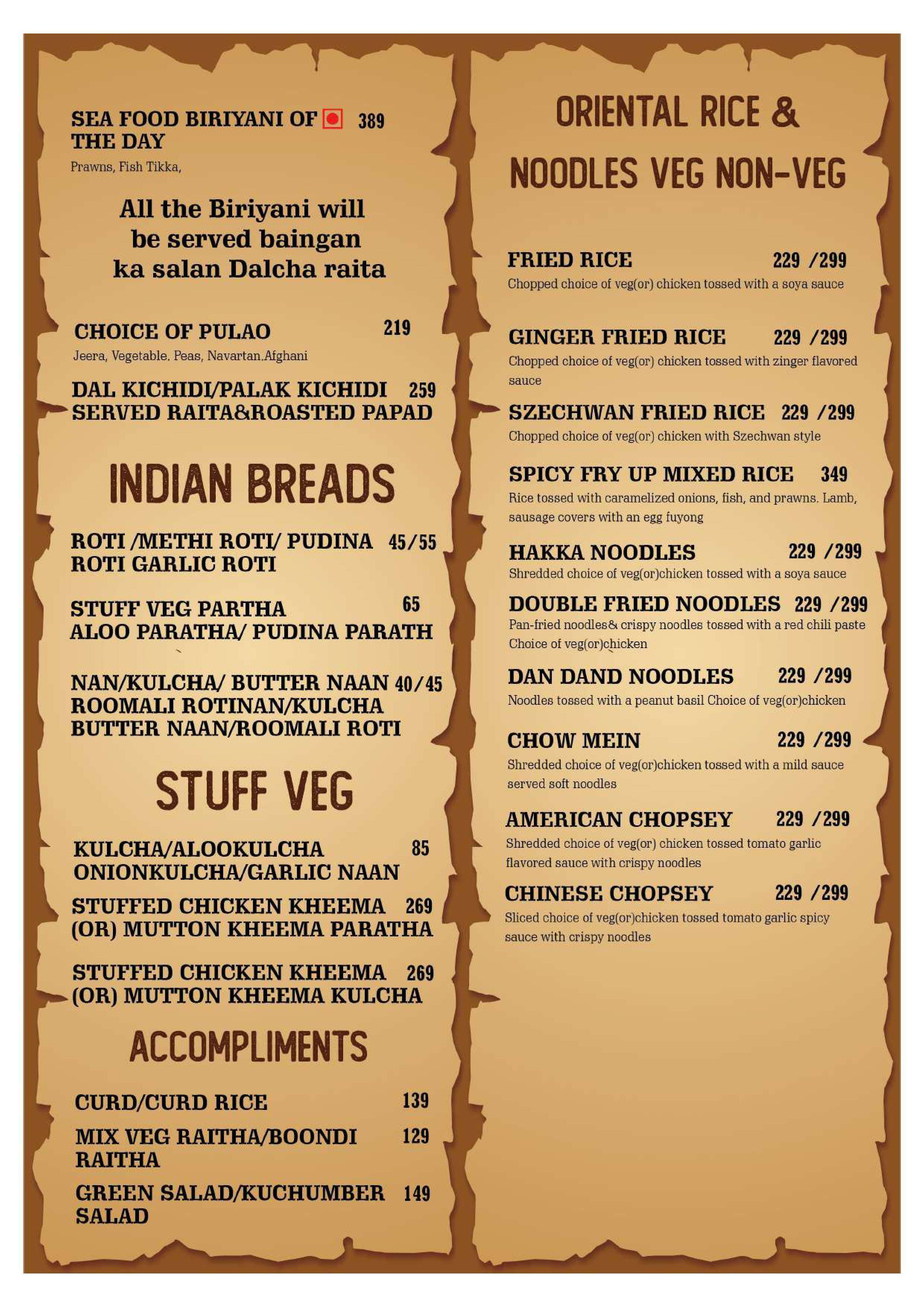 Menu at Double Barrel Brewpub, Mysuru