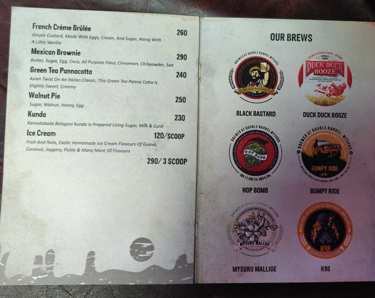Menu at Double Barrel Brewpub, Mysuru