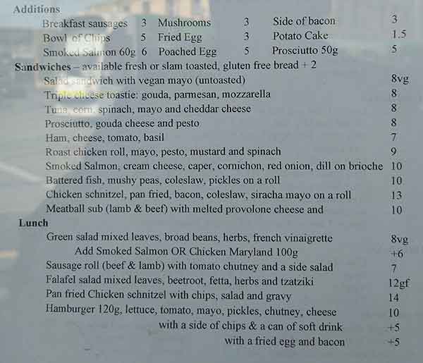 Menu at Crossroads Cafe Coburg, Coburg