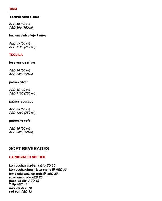Menu at Orange Feels Bar - Hotel Indigo Dubai Downtown, Dubai