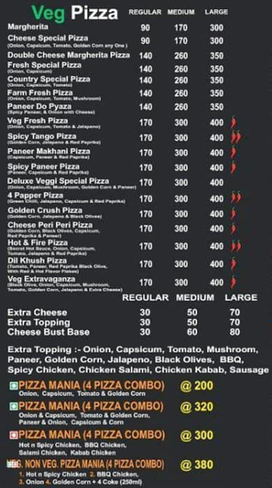 Menu of Pizza Vs Burger, Vikaspuri, New Delhi