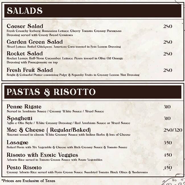 Menu at Vanilla Grain, Guwahati