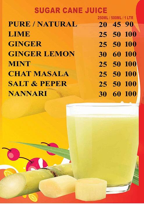 Menu of Juice Jungle, Perungudi, Chennai