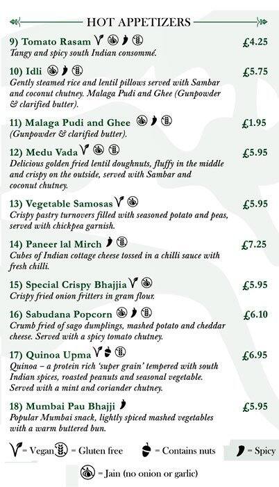 Menu at Woodlands Hampstead restaurant, London, 102 Heath St