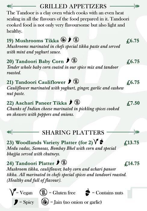 Menu at Woodlands Hampstead restaurant, London, 102 Heath St
