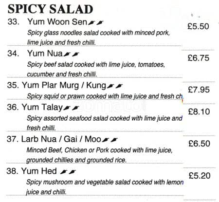 Menu at Khobkhun Thai Cuisine restaurant, London