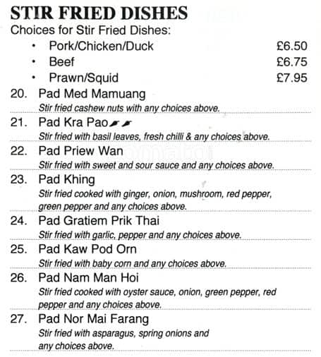 Menu at Khobkhun Thai Cuisine restaurant, London