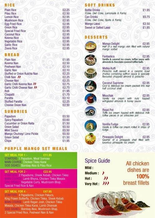 Menu at Purple Mango Indian Takeaway restaurant, London, 137A ...