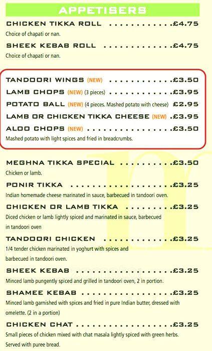 Meghna Tandoori Menu, Menu for Meghna Tandoori, Plumstead, London ...