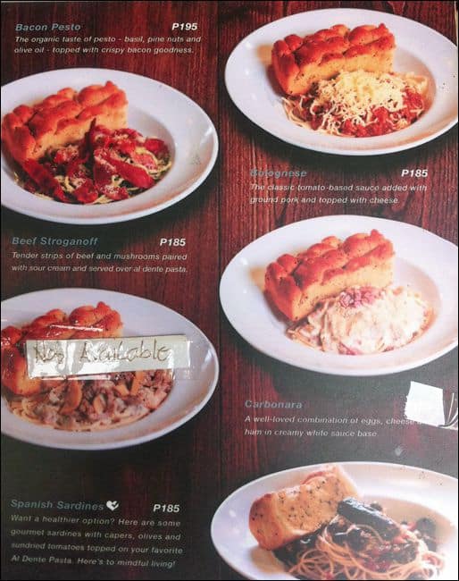 Menu at Bo's Coffee Club, Quezon City, V-Mall