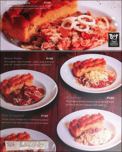 Menu at Bo's Coffee Club, Quezon City, V-Mall