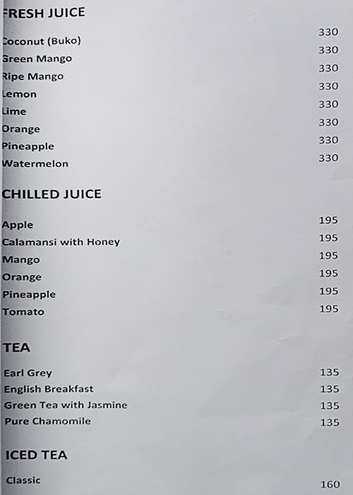 Menu at Wave restaurant, Parañaque, Pool Deck
