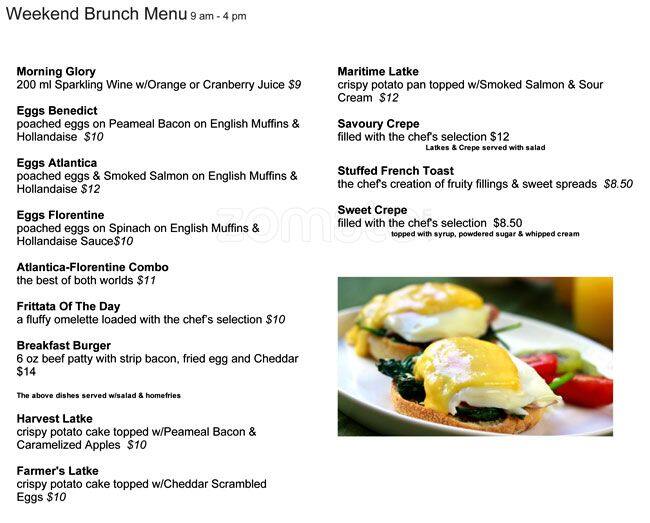 Menu at Sarah's Café & Bar, Toronto