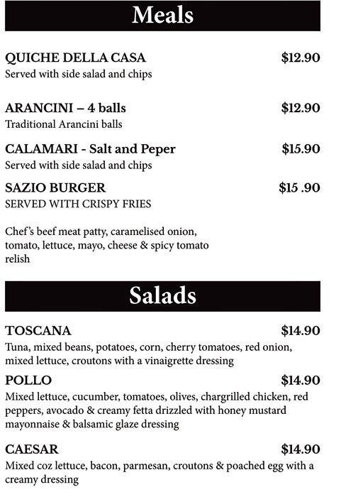 Menu at Sazio Italian Restaurant, Greenwith, 220 Target Hill Rd