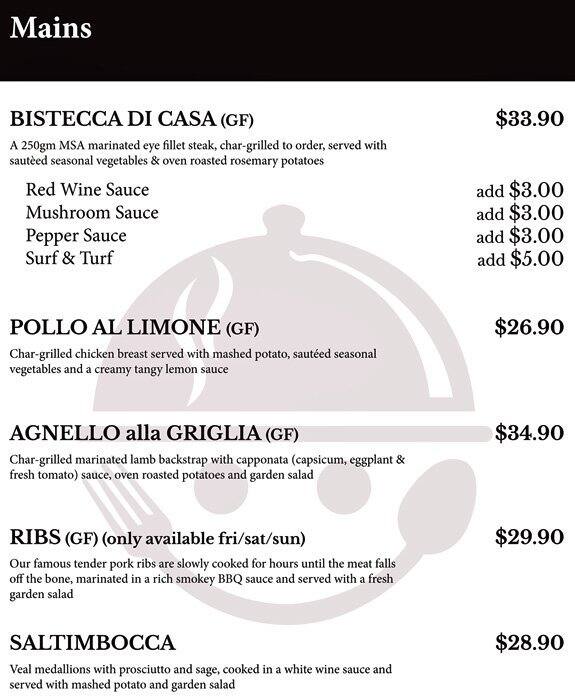 Menu at Sazio Italian Restaurant, Greenwith, 220 Target Hill Rd