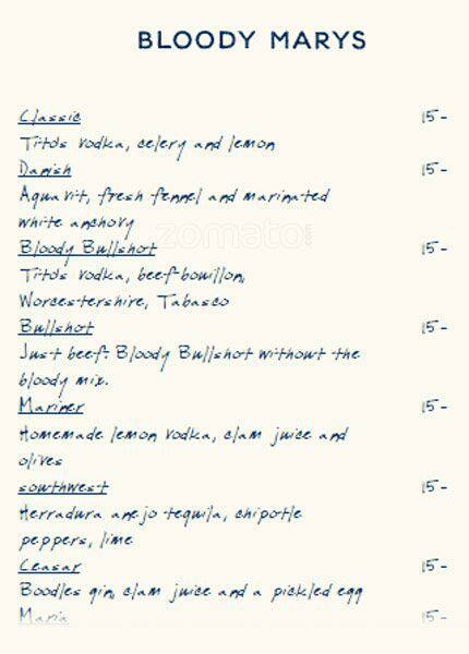 Menu at Prune restaurant, New York City, 54 E 1st St