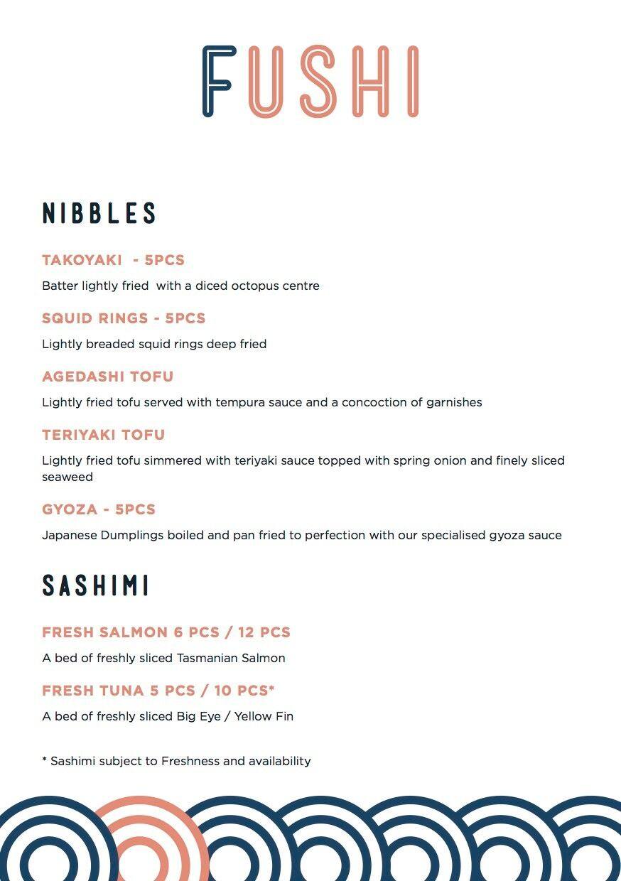 Menu at Fushi restaurant, Osborne Park, Ground Floor 20 Walters Dr