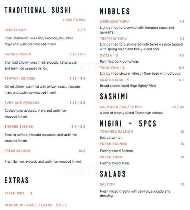 Menu at Fushi restaurant, Osborne Park, Ground Floor 20 Walters Dr