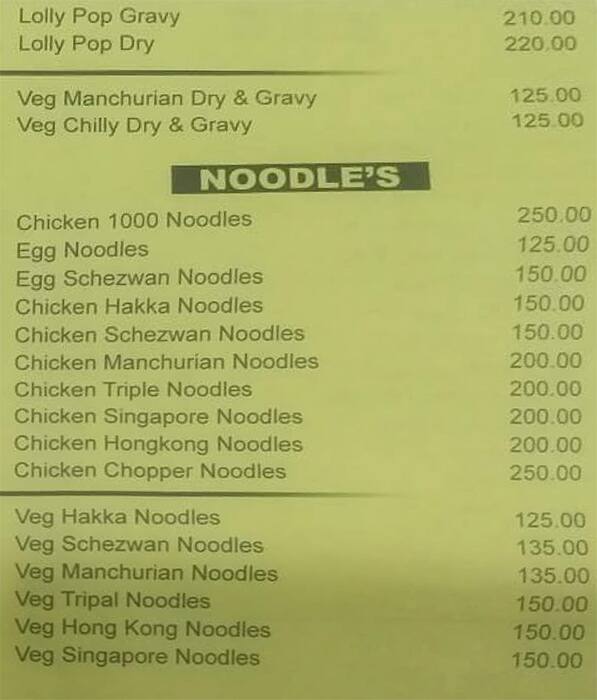 Menu at Foodies Chinese Corner, Mumbai, 9 2/7