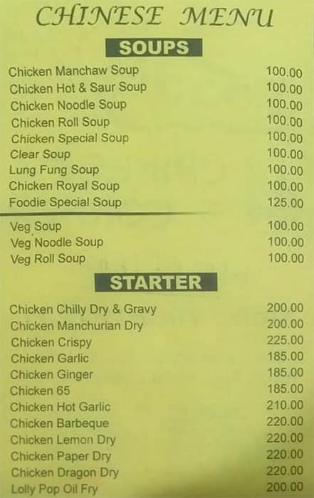 Menu at Foodies Chinese Corner, Mumbai, 9 2/7