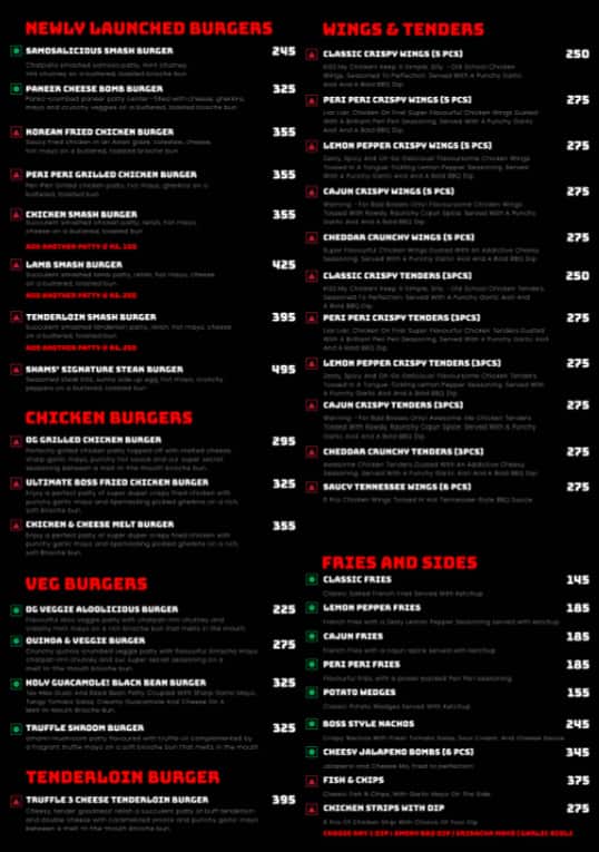 Menu of Boss Burger, Vashi, Navi Mumbai