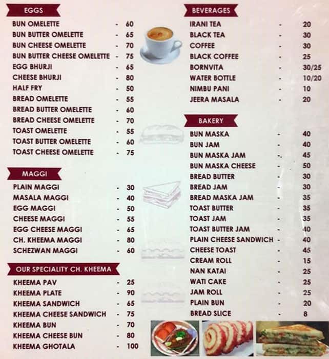 Menu of Charminar Cafe, Kondhwa, Pune
