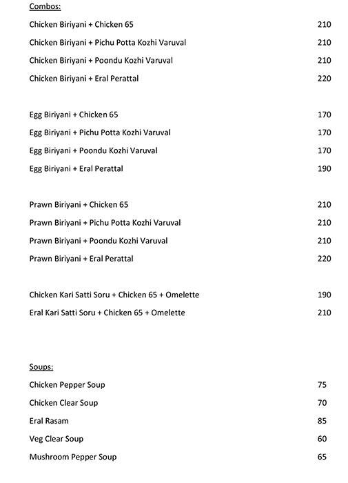 Menu of Madras Military House, Ramapuram, Chennai