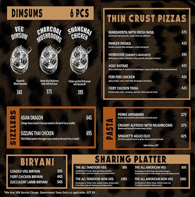 Menu at Brat House, New Delhi