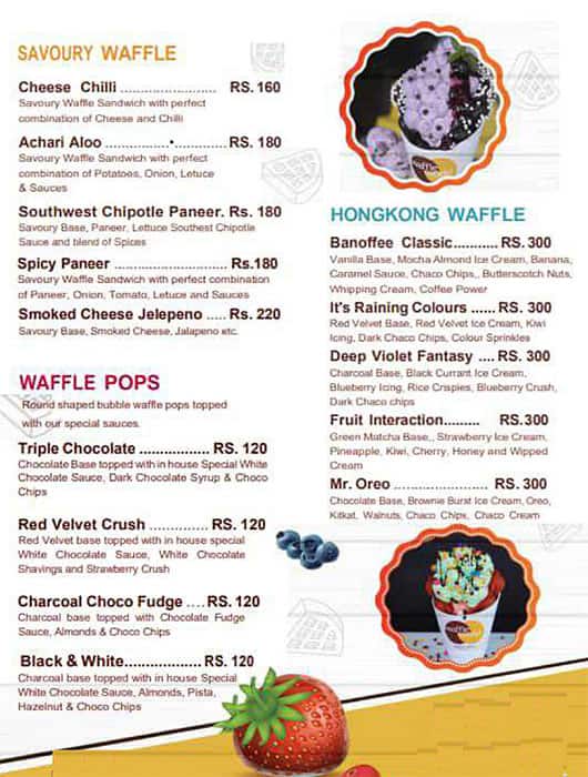 Menu of Waffle World, Hesaraghatta, Bangalore