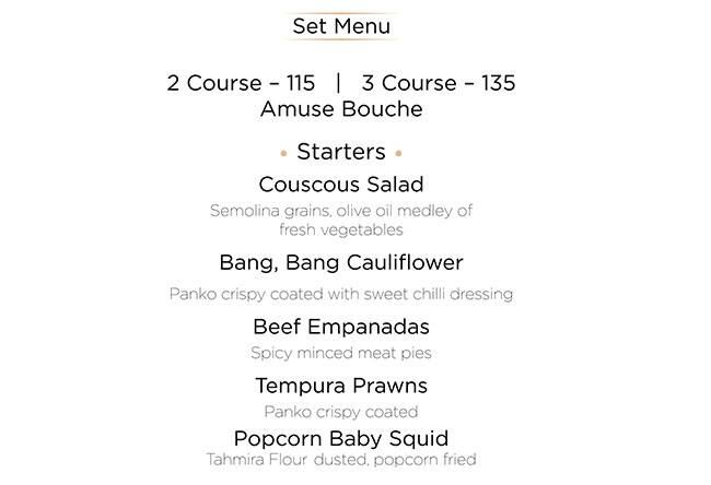 Menu of Kiza Restaurant, DIFC, Dubai