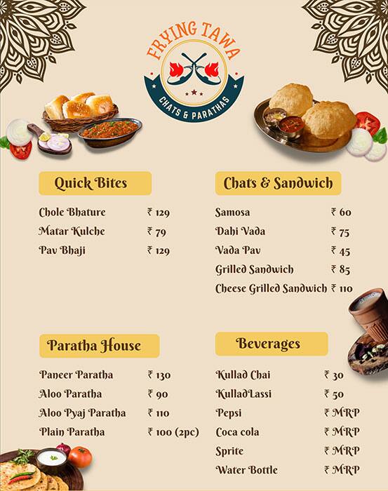 Menu of Frying Tawa, Whitefield, Bangalore