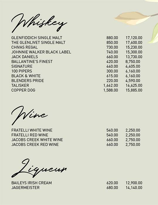 Menu at PEBBLE The Jungle Lounge, Bengaluru