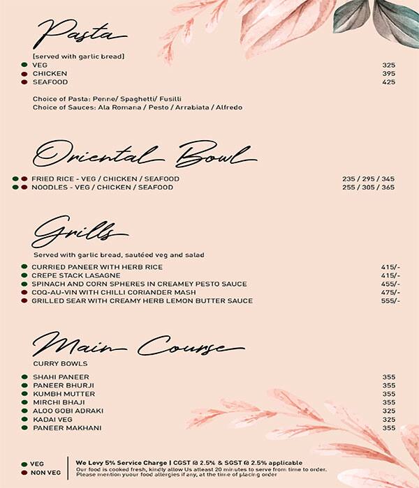 Menu at PEBBLE The Jungle Lounge, Bengaluru