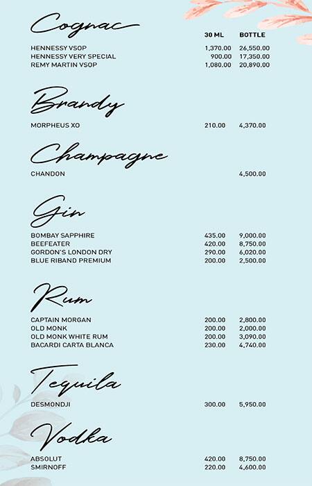 Menu at PEBBLE The Jungle Lounge, Bengaluru