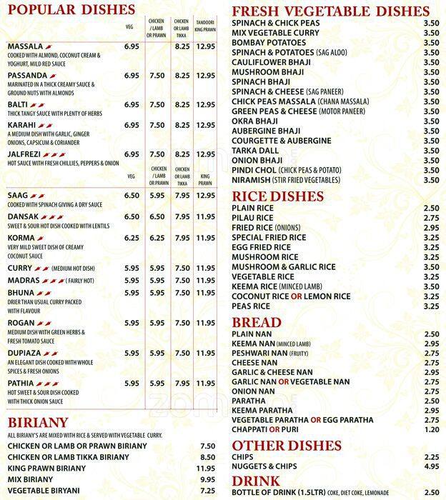 Menu at Baltizer restaurant, Bexley