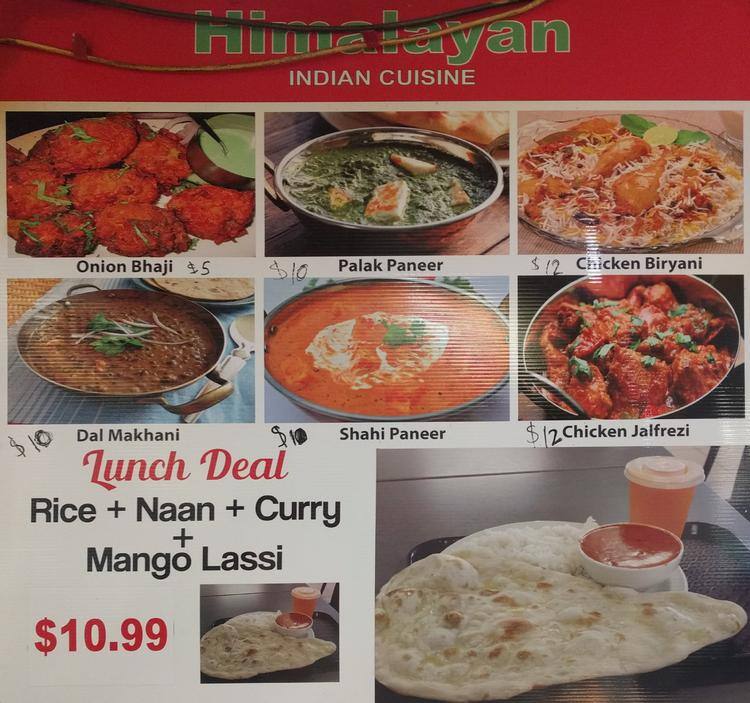 Carta del restaurante Himalayan Indian Cuisine, Auckland