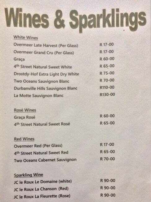 Carta de Springbok Bar, Pretoria, 495 Hilda St