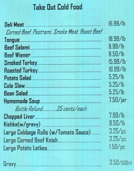 Menu at Steeles Deli Restaurant, Richmond Hill, 180 Steeles Ave W