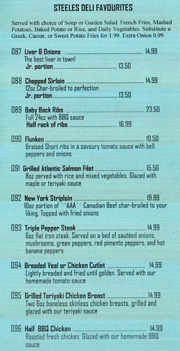 Menu at Steeles Deli Restaurant, Richmond Hill, 180 Steeles Ave W