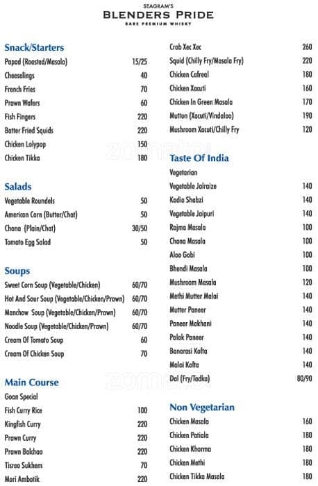 Pergola Menu, Menu for Pergola, Panaji, Goa - Zomato