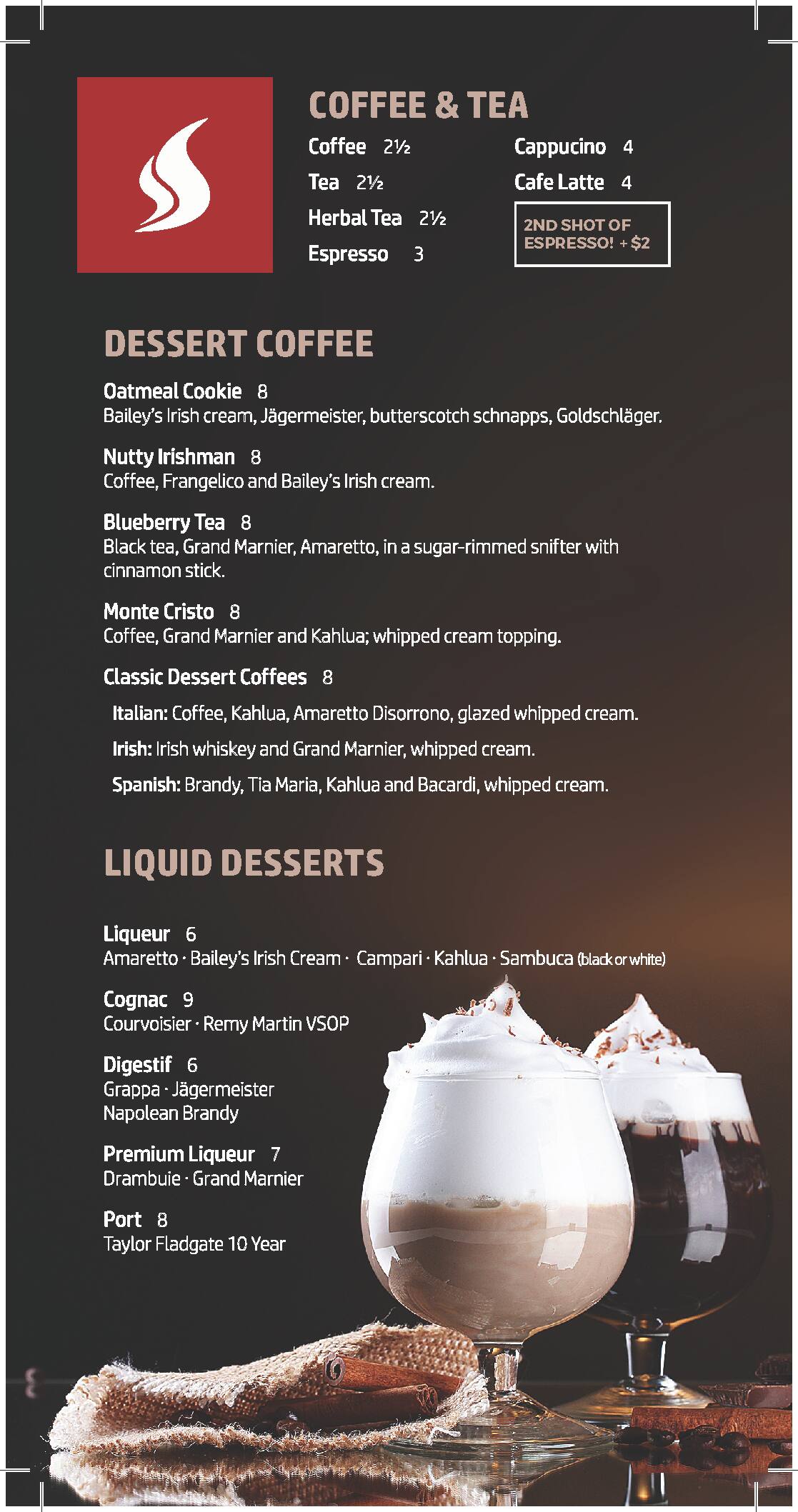 Menu at Sandstone Grillhouse steakhouse, Niagara Falls