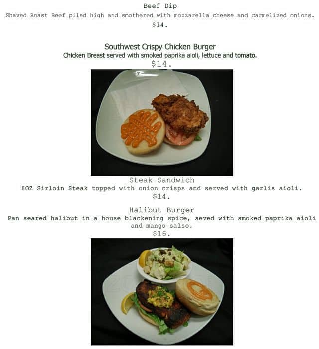 Menu at Old City Station Pub, Nanaimo