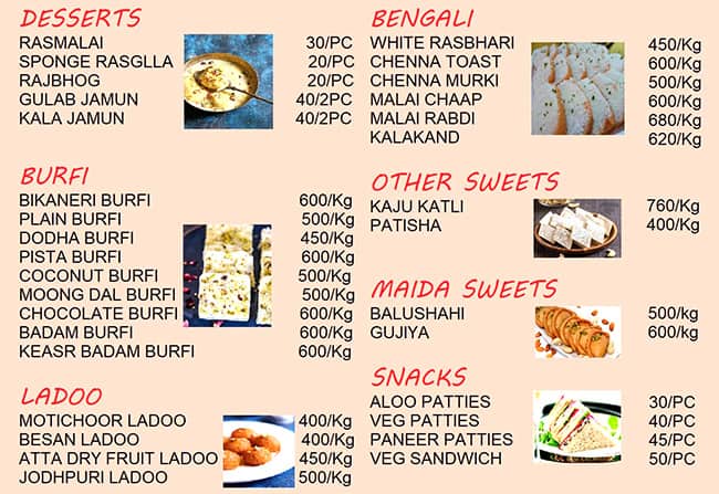 Menu of Aggarwal Bikaneri Sweets And Restaurant, Beta 1, Greater Noida