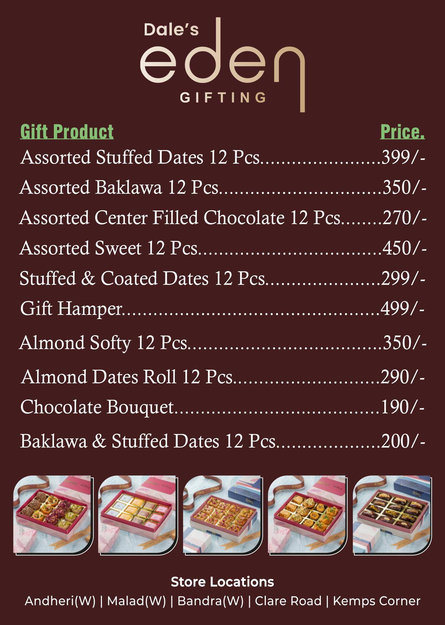 Menu of Dale's Eden - GIfting, Malad West, Mumbai