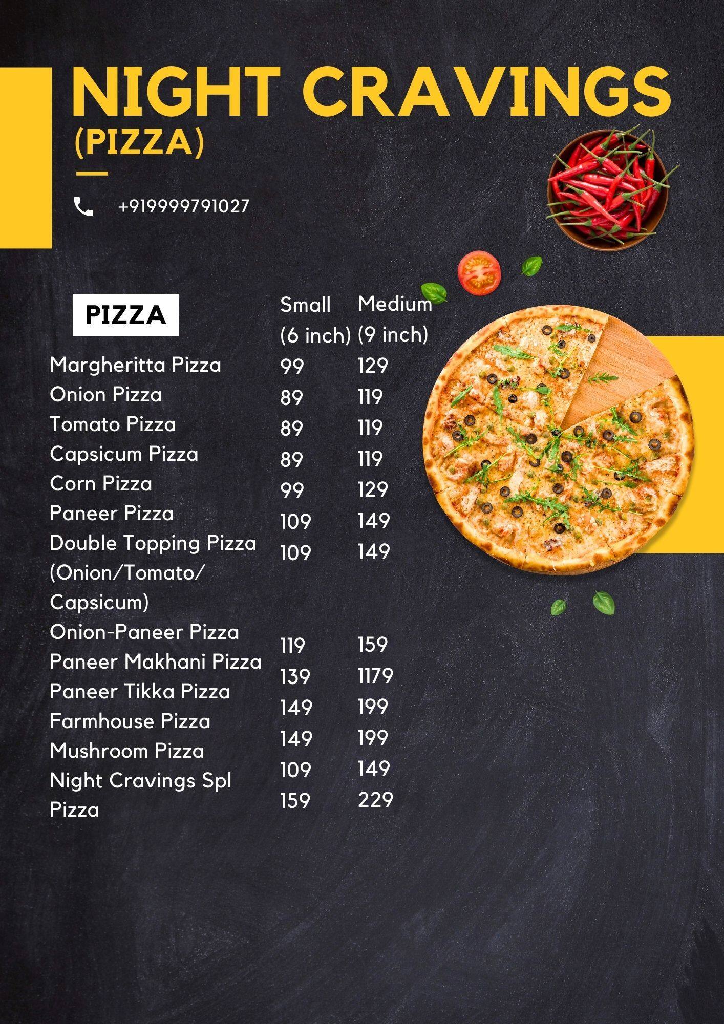 Menu of Night Cravings, Rohini, New Delhi