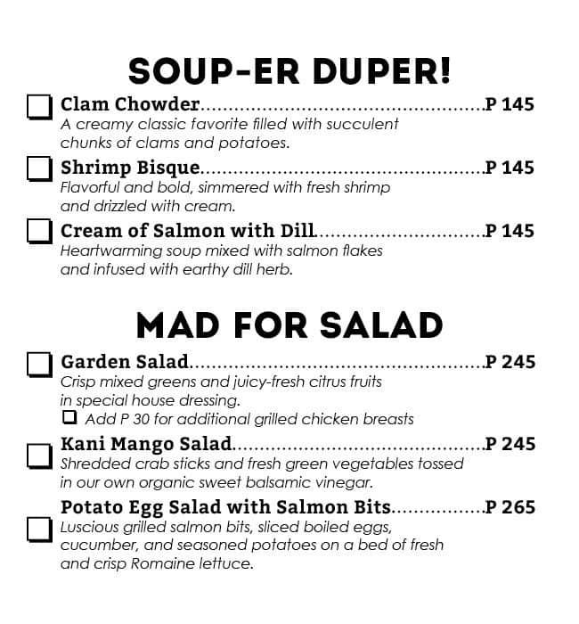 Menu at Blake's Wings & Steaks restaurant, Makati, 170 Salcedo