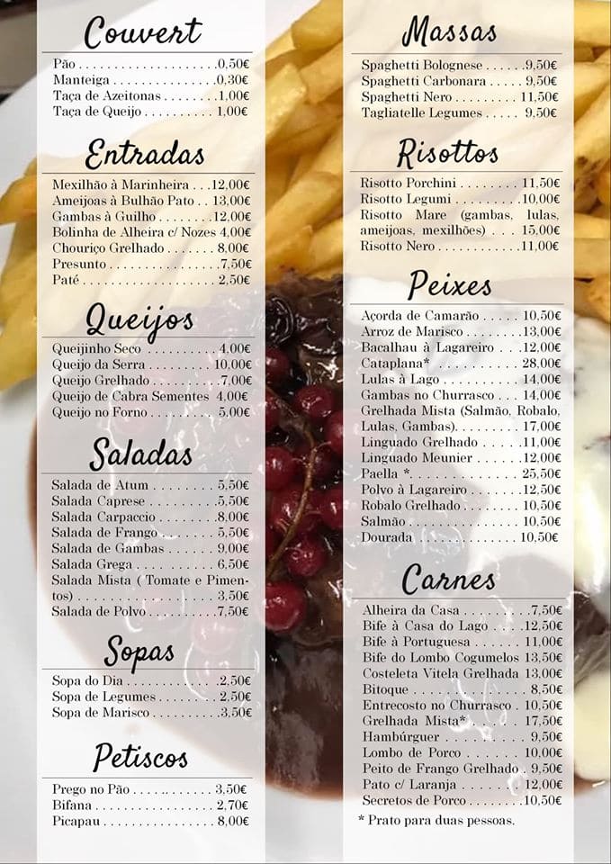 Menu em Casa do Lago restaurante, Alcabideche