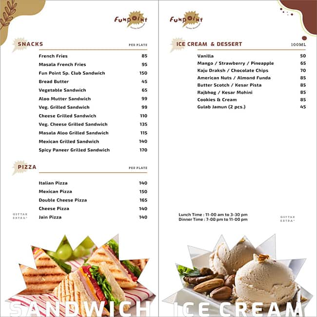 Menu at Fun Point, Ahmedabad, Tapovan Circle