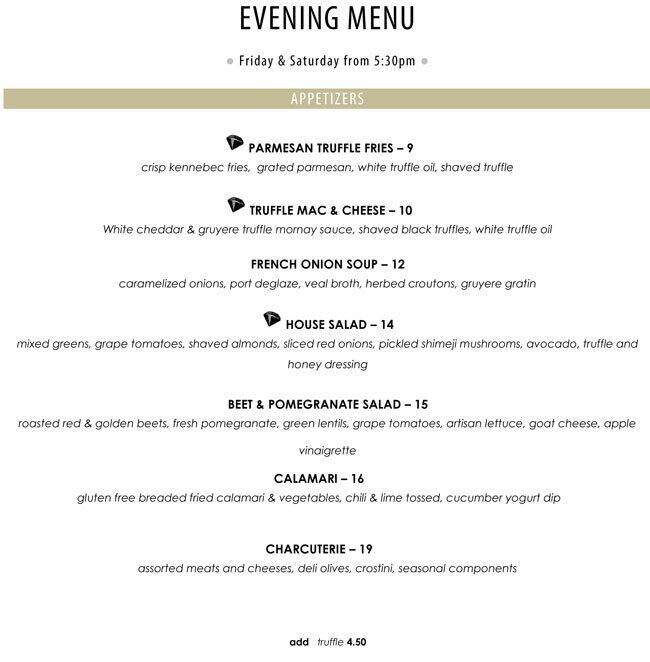 Menu at The Truffle House & Cafe, West Vancouver