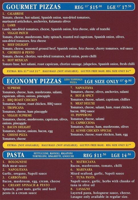 Menu at Hurstbridge Pizza and Pasta pizzeria, Hurstbridge